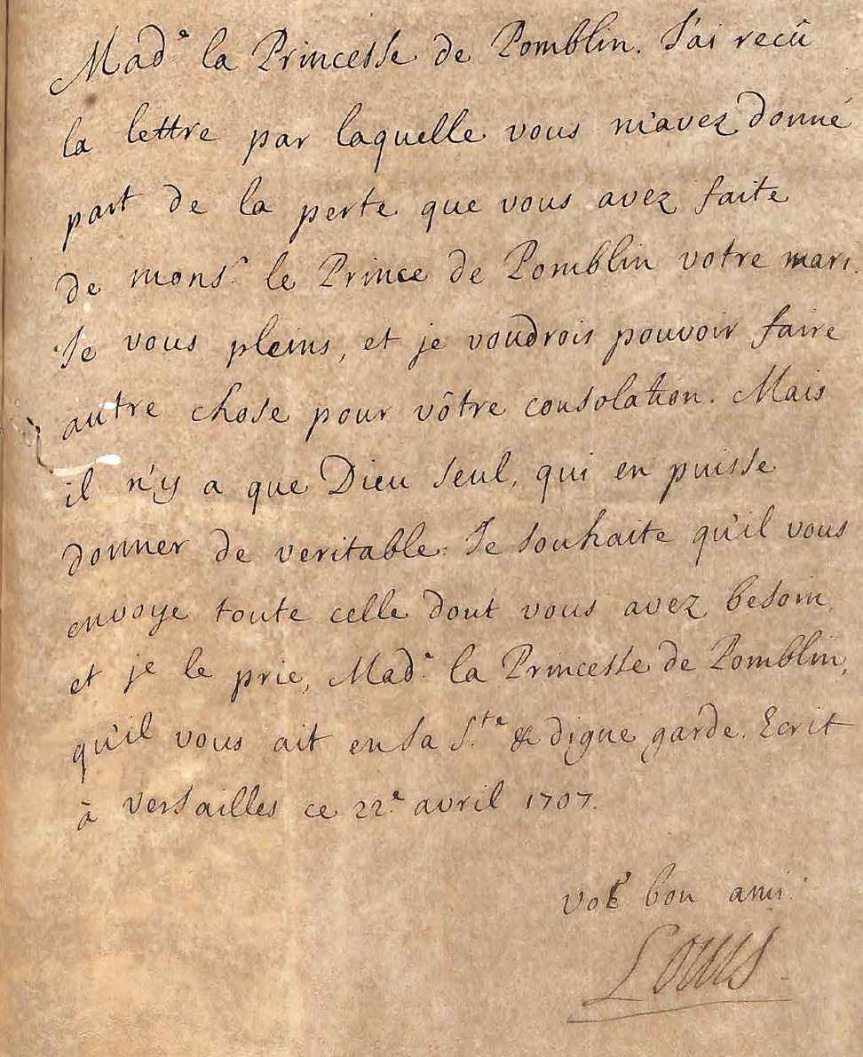 NEW from 1707: Six letters from Louis XIV and his family to Ippolita ...
