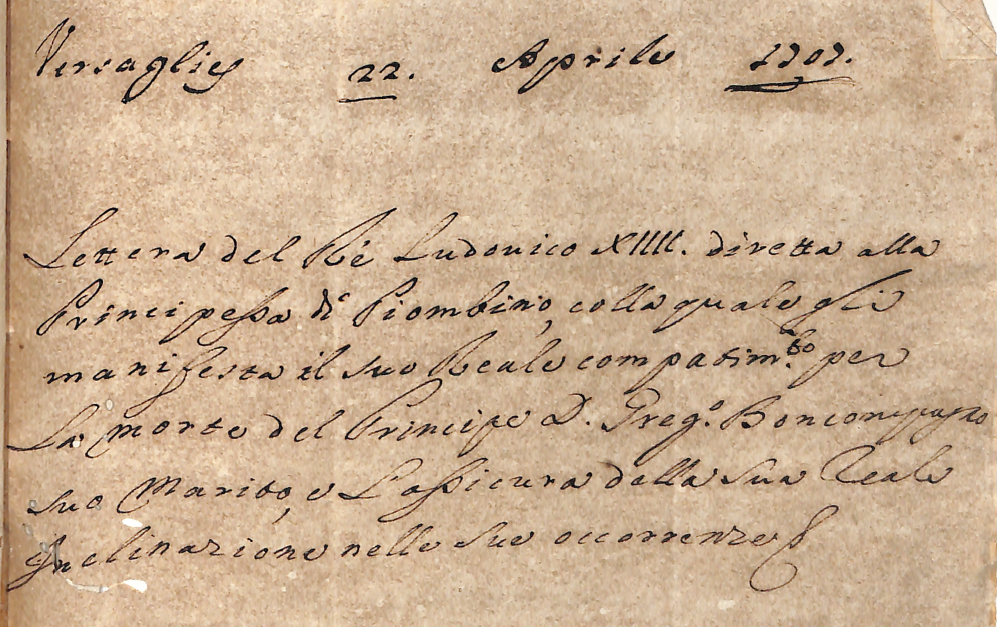 NEW from 1707: Six letters from Louis XIV and his family to Ippolita ...